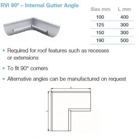 Lindab Magestic Galvanised Steel Half Round Internal Gutter Angle 90 Degrees (RVI)