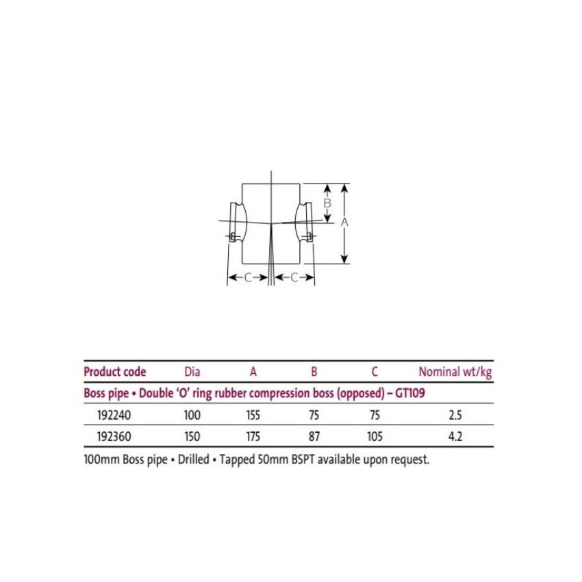 Pam Building Timesaver Cast Iron Soil Double Boss Pipe GT109