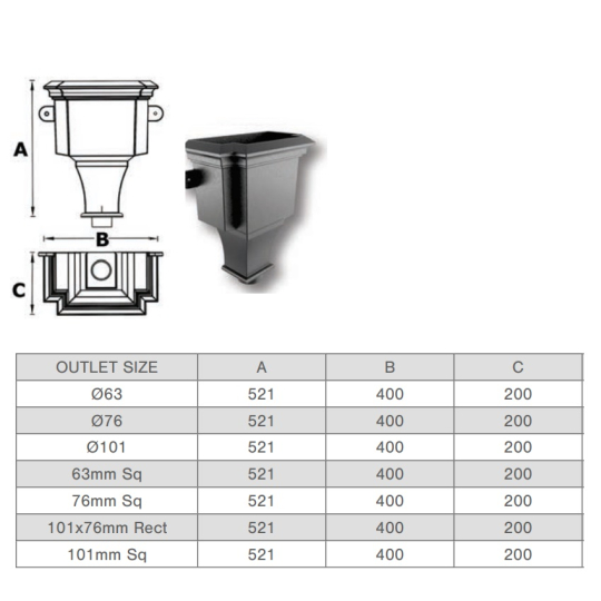 Cast Aluminium H4 Rainwater Hopper Head