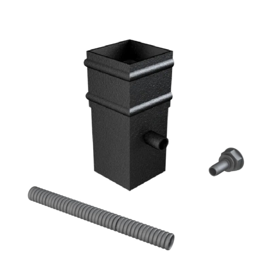 Aluminium Cast Socketed Square Water Butt Rainwater Diverter