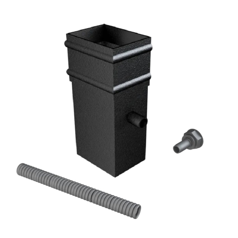 Aluminium Cast Socketed Rectangular Water Butt Rainwater Diverter